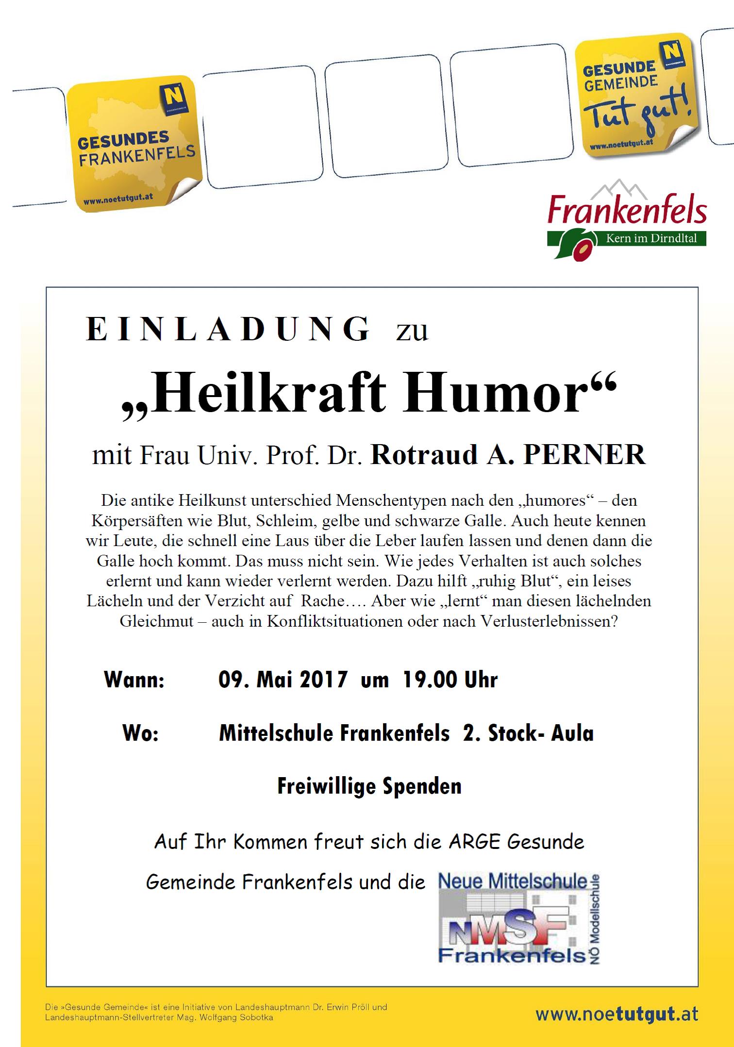 Heilkraft Humor - ein Vortrag von Frau Univ. Prof. Dr. Rotraud Perner ...